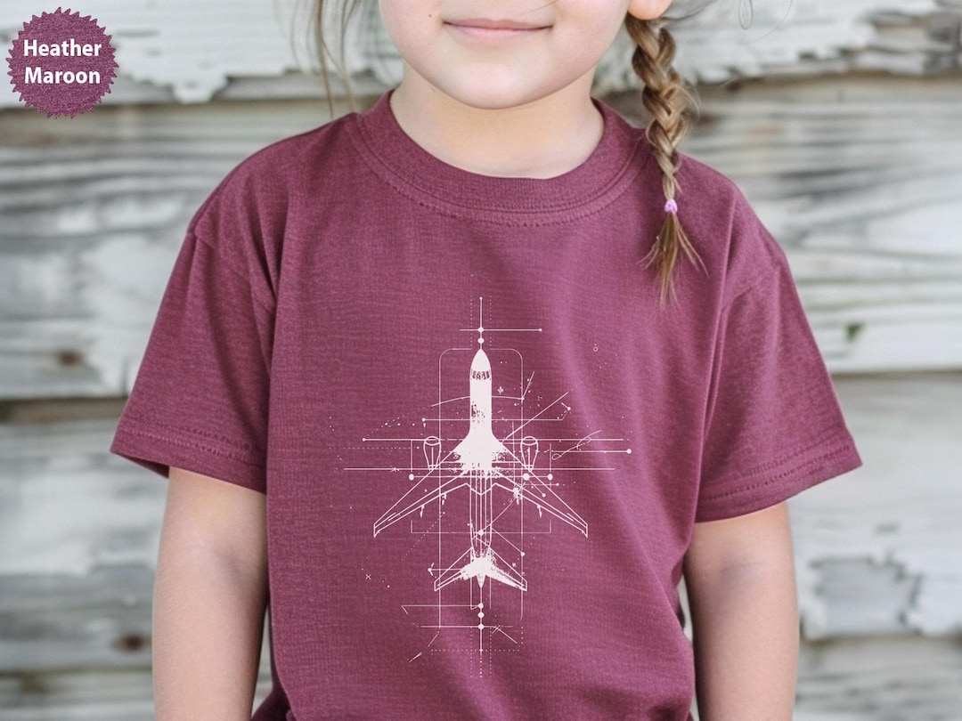 Airplane Blueprint T-shirt, Aviation Art, Geometric Plane Tee, Pilot ...