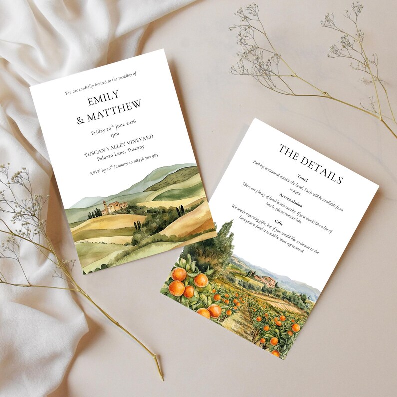 Tuscany Tuscan Wedding Invite Invitation Italian Italy Wedding Vineyard ...
