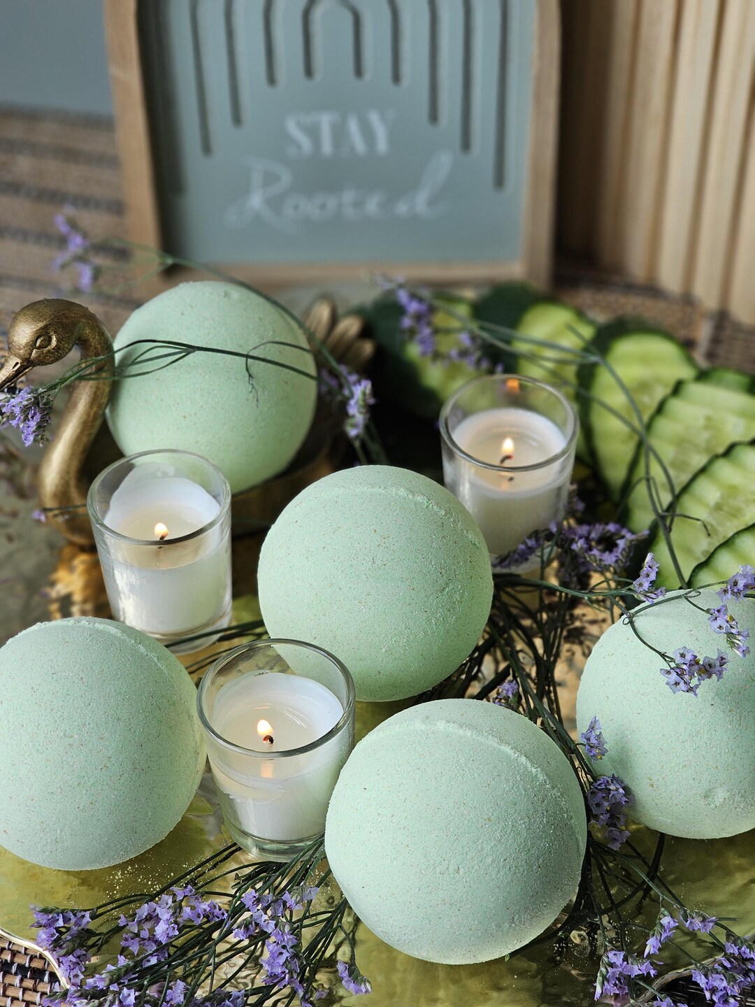Handmade Cucumber Bath Bomb Calming Soak With Fresh Scent - Etsy
