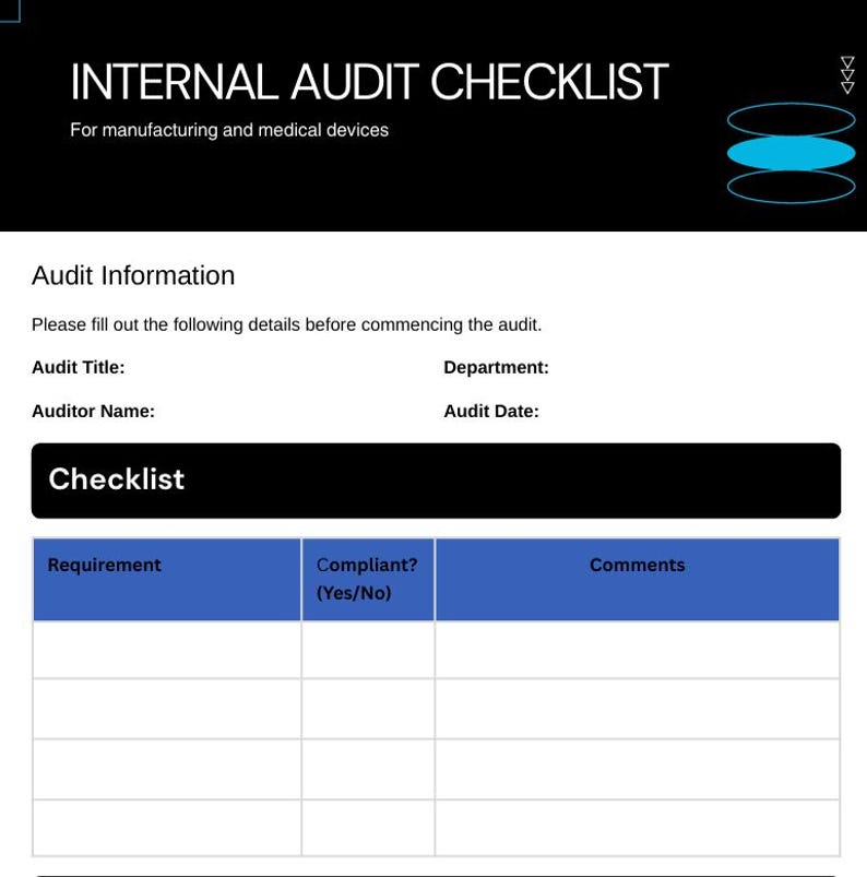 Audit Checklist Template: GMP ISO 13485 Quality Audit Form (PDF ...