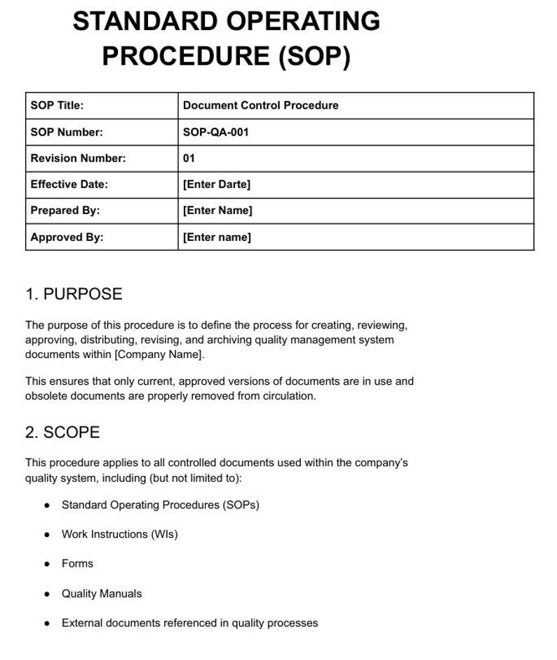 Training and Competency SOP Template | Editable Quality SOP | ISO 13485 ...