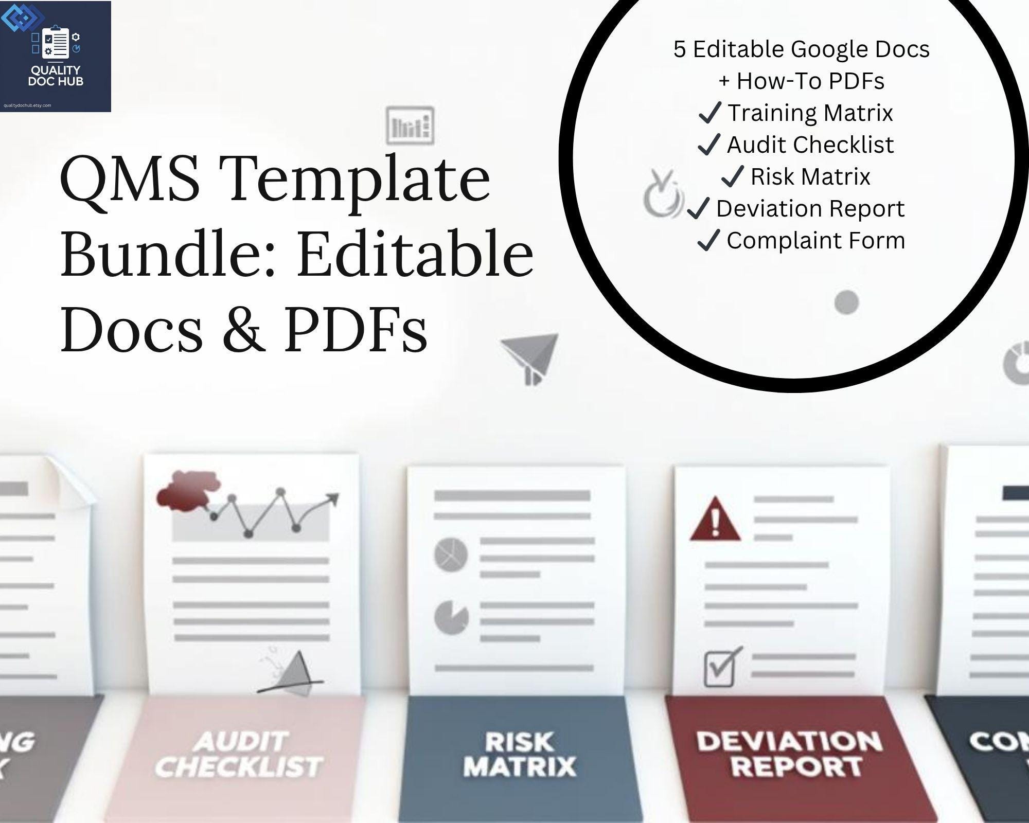 QMS Template Bundle | 5 Editable Google Docs + Guides | Training, Audit ...