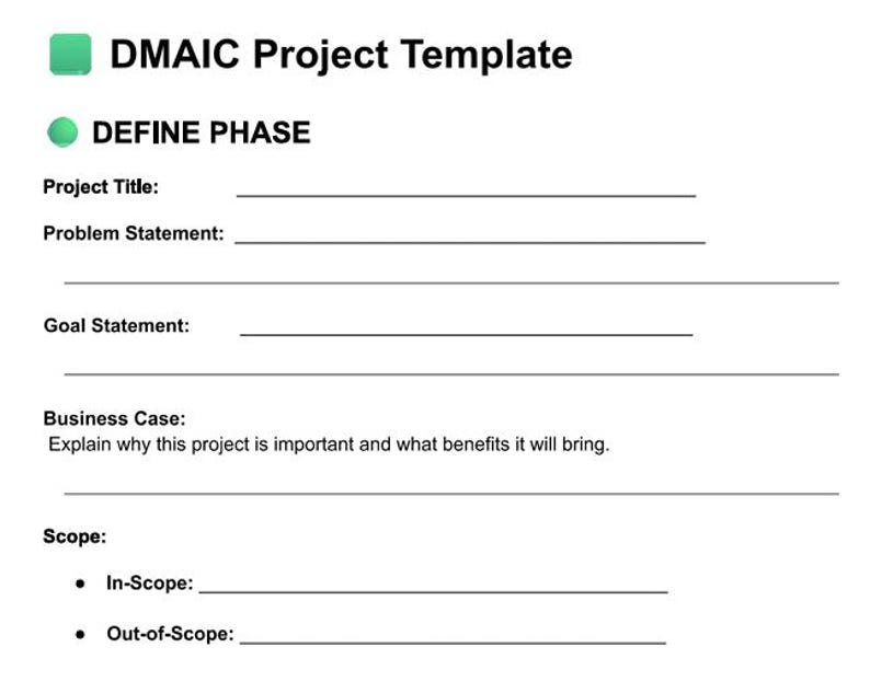 Lean Six Sigma DMAIC Project Workbook | Printable Continuous ...