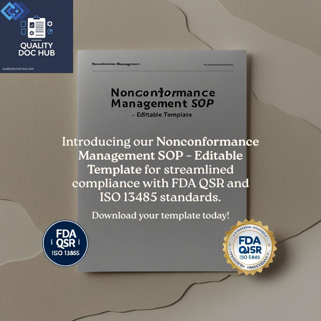 Nonconformance SOP Template | Editable Qms Document | Iso 13485 ...