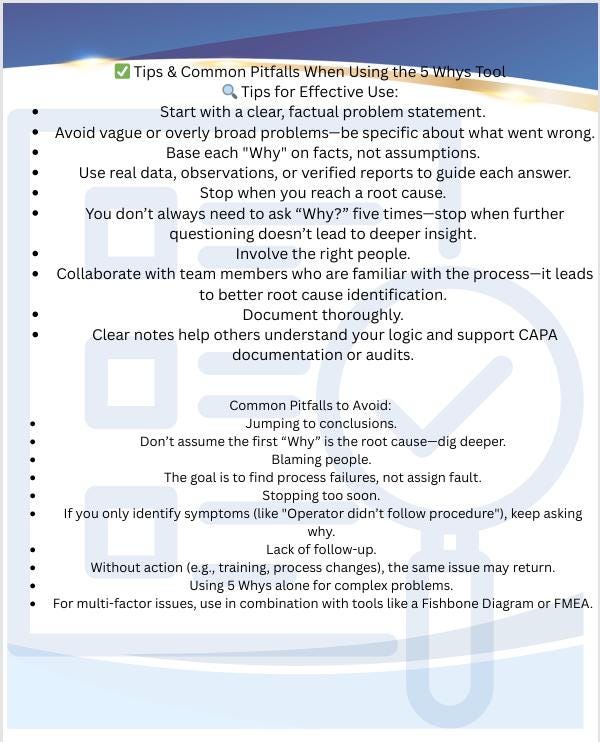 5 Whys Toolkit – Root Cause Analysis Template + Instructions (editable PDF) - Etsy