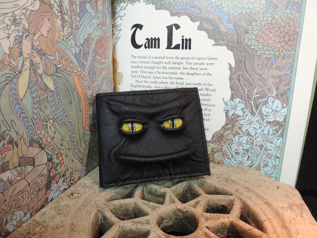 Mythical Beast Wallet-slim (black Leather and Yellow Eyes )genuine ...
