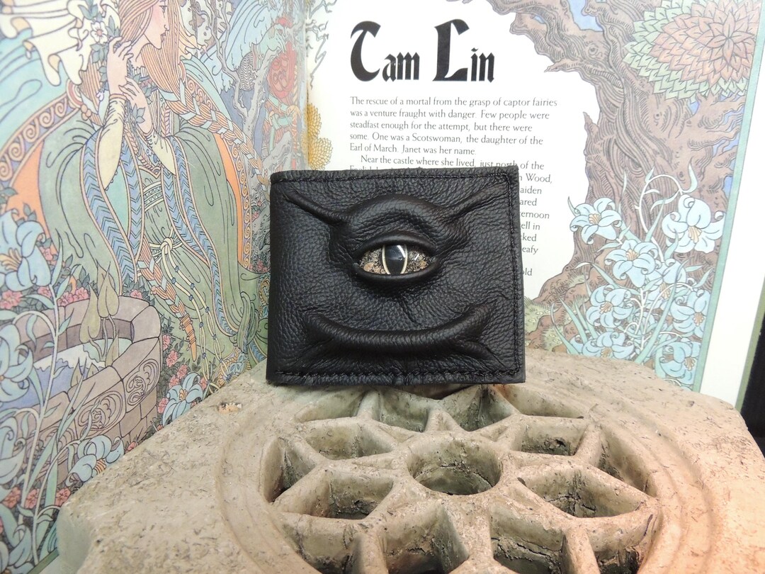 Mythical Beast Wallet-slim black Leather and Gold Eye genuine Leather ...