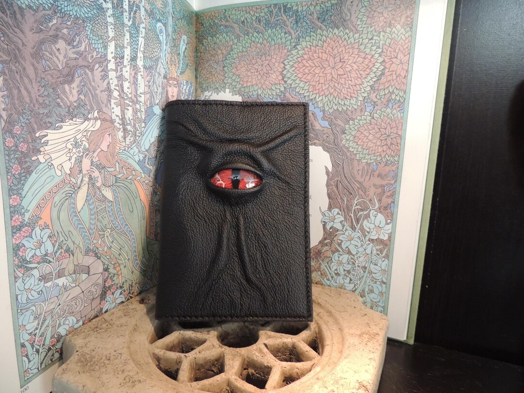 Mythical Beast Book-refillable Journal Cover 4x6black Leather With Red ...