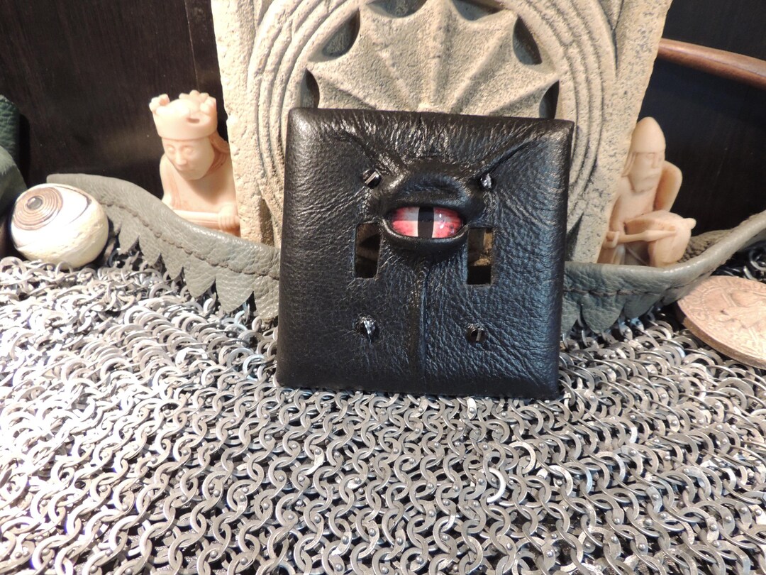 Double Light Switch Cover:black Leather and Red Eye - Etsy