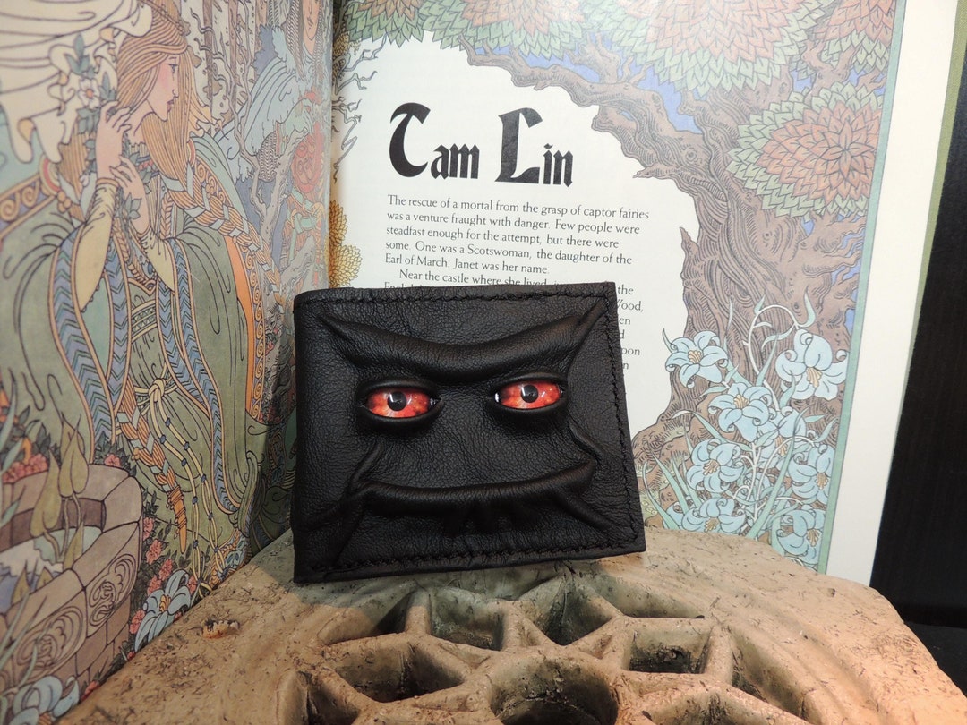Mythical Beast Wallet-slim black Leather and Red Eyes genuine Leather ...