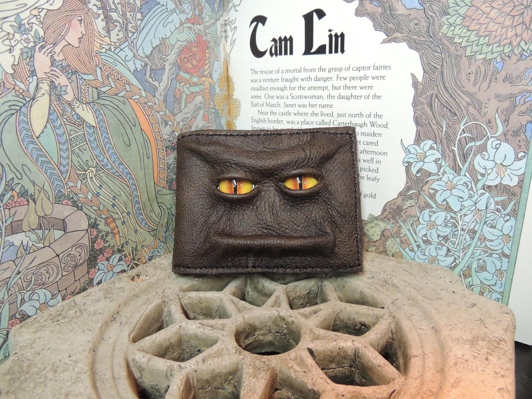 Mythical Beast Wallet-regular brown Leather and Yellow Eyes genuine ...