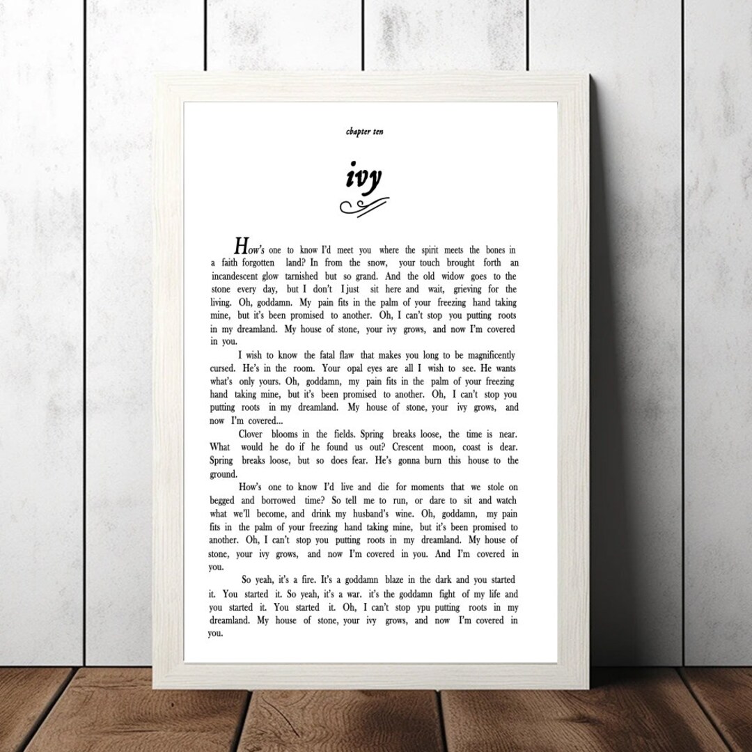 Taylor Swift Print, Evermore Ivy Lyrics Poster, Swifties Gift, DIGITAL ...