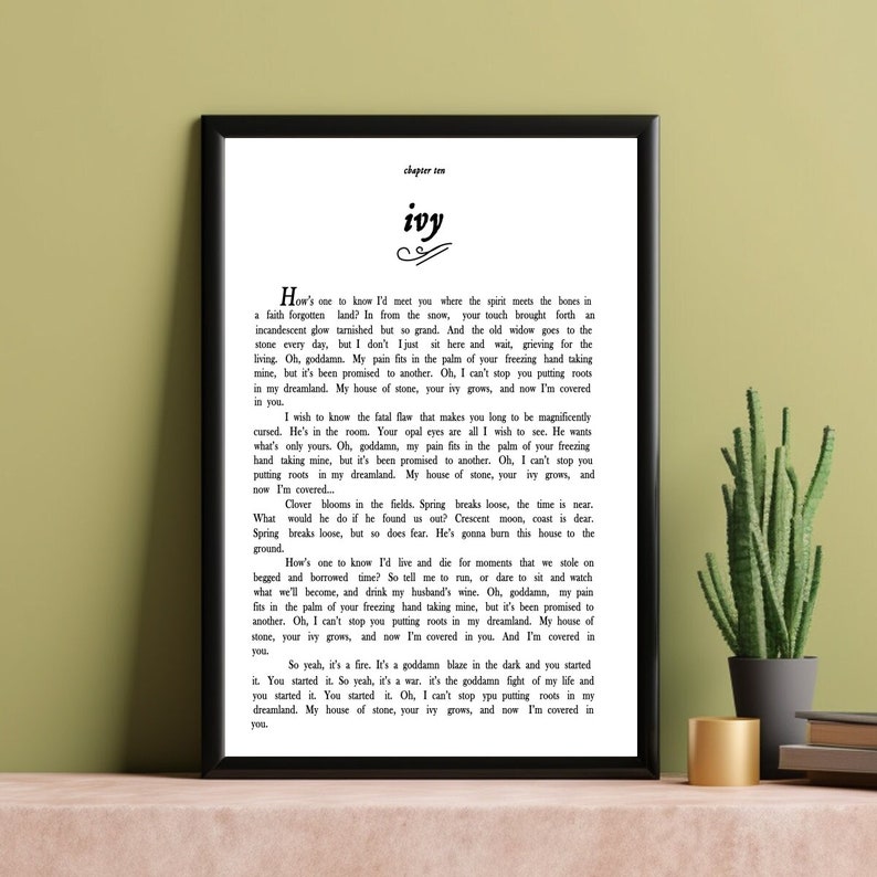 Taylor Swift Print, Evermore Ivy Lyrics Poster, Swifties Gift, DIGITAL ...