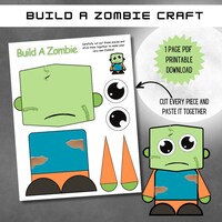 Build a Zombie Printable, Zombie Paper Craft, Halloween Kids Craft ...