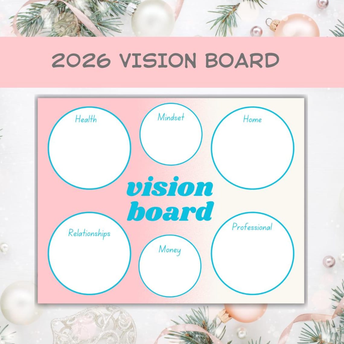 2026 Vision Board Printable, Digital Vision Board Template 8x11, Goal ...