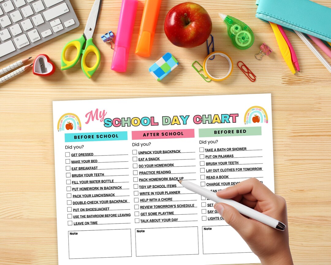 Back to School Routine Daily Tracker Printable, Printable School Day ...