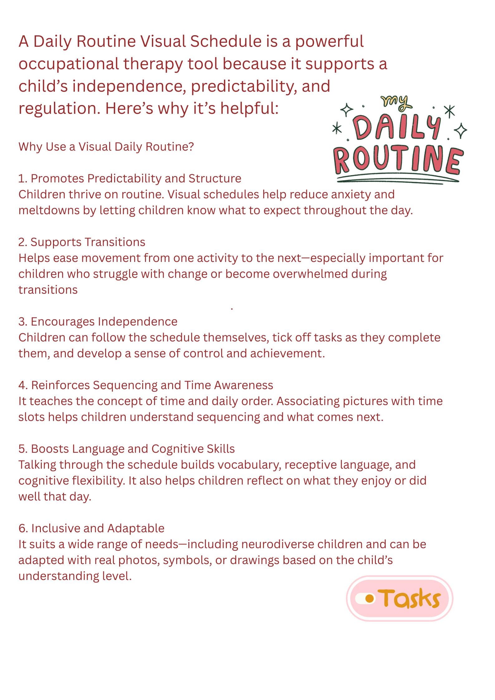 Printable Daily Routine Visual Schedule for Kids – Cut & Stick Visual ...