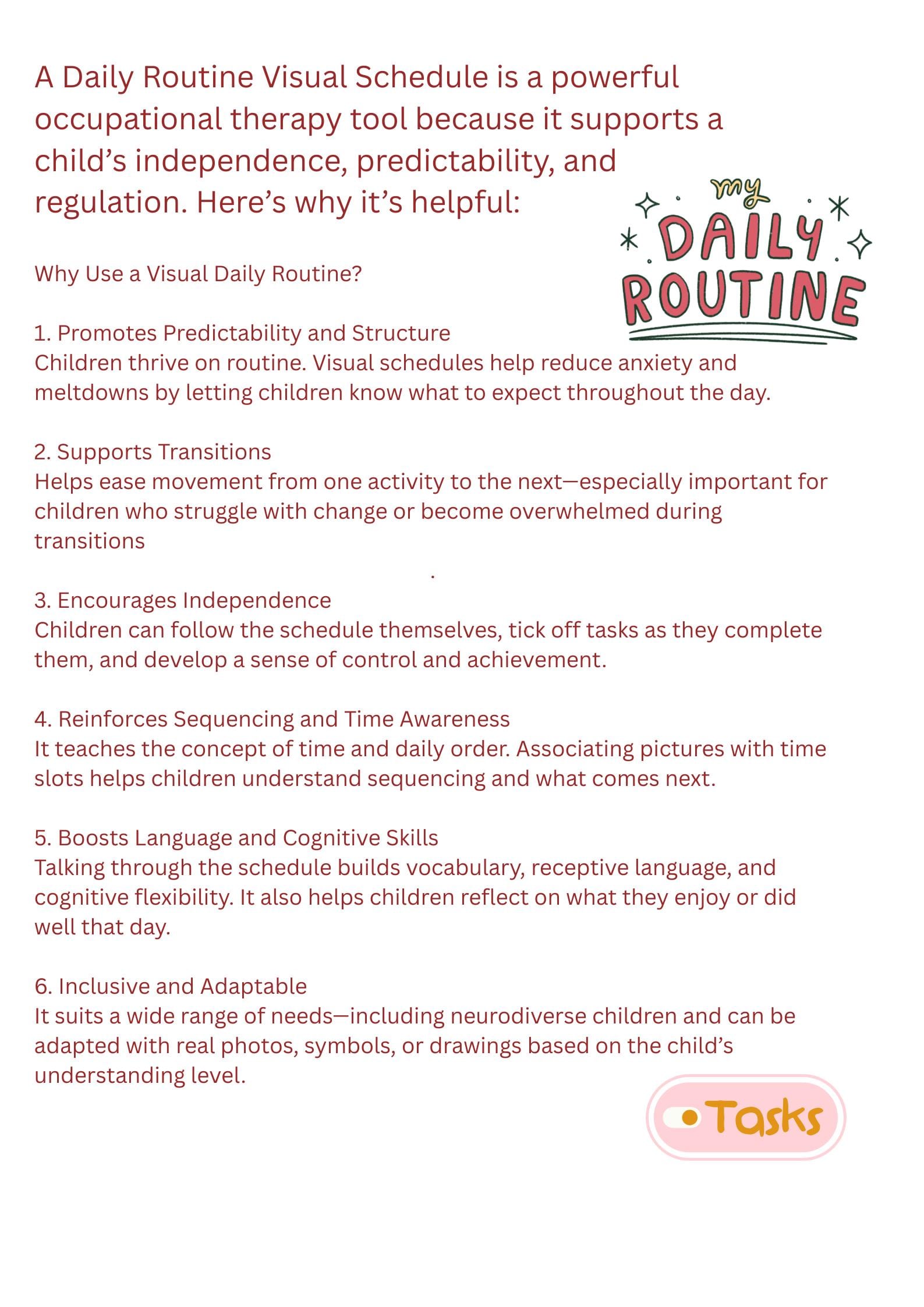 Printable Daily Routine Visual Schedule for Kids – Cut & Stick Visual ...