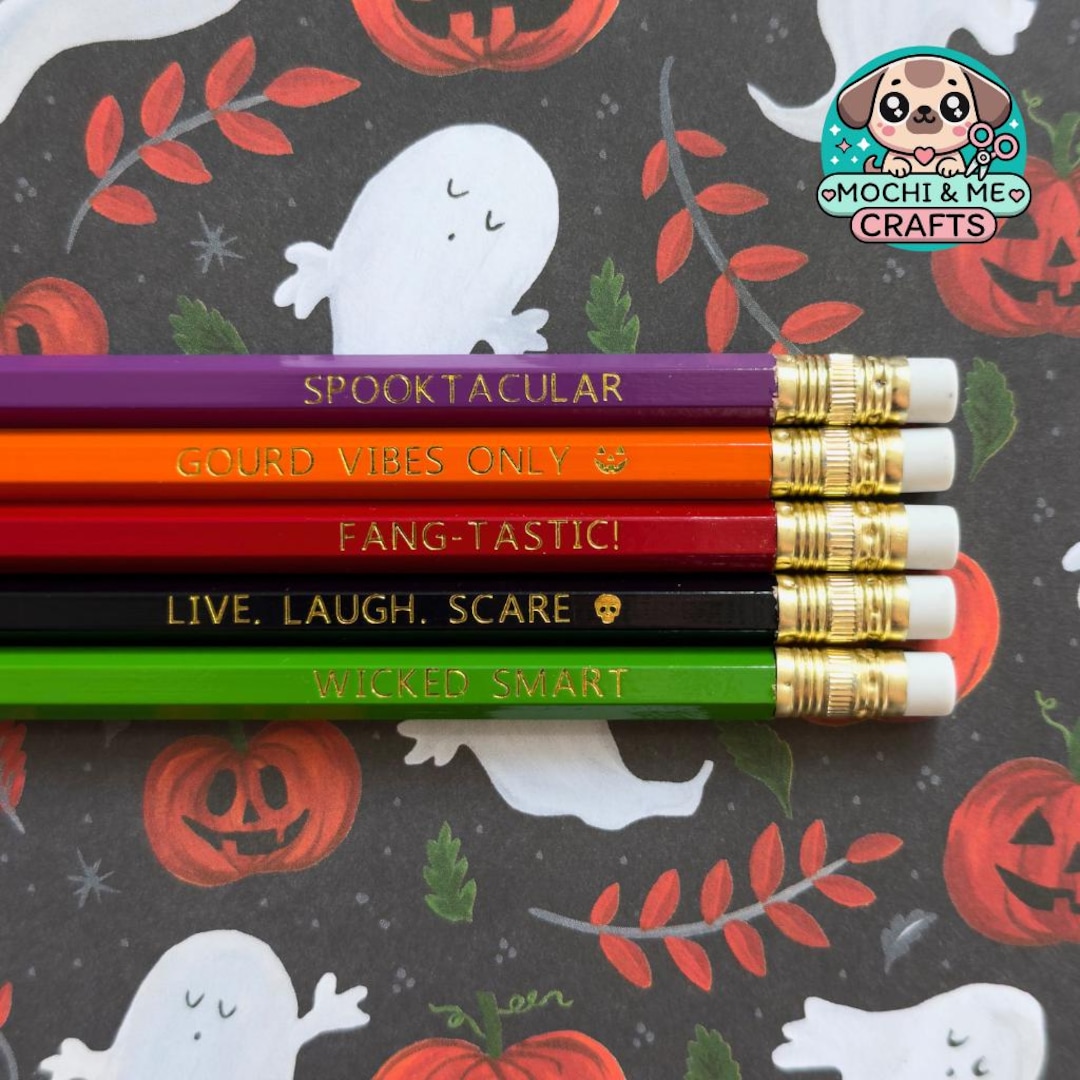 Halloween Pun Pencil Set – Foil Stamped | Set of 5 | Spooky Cute ...