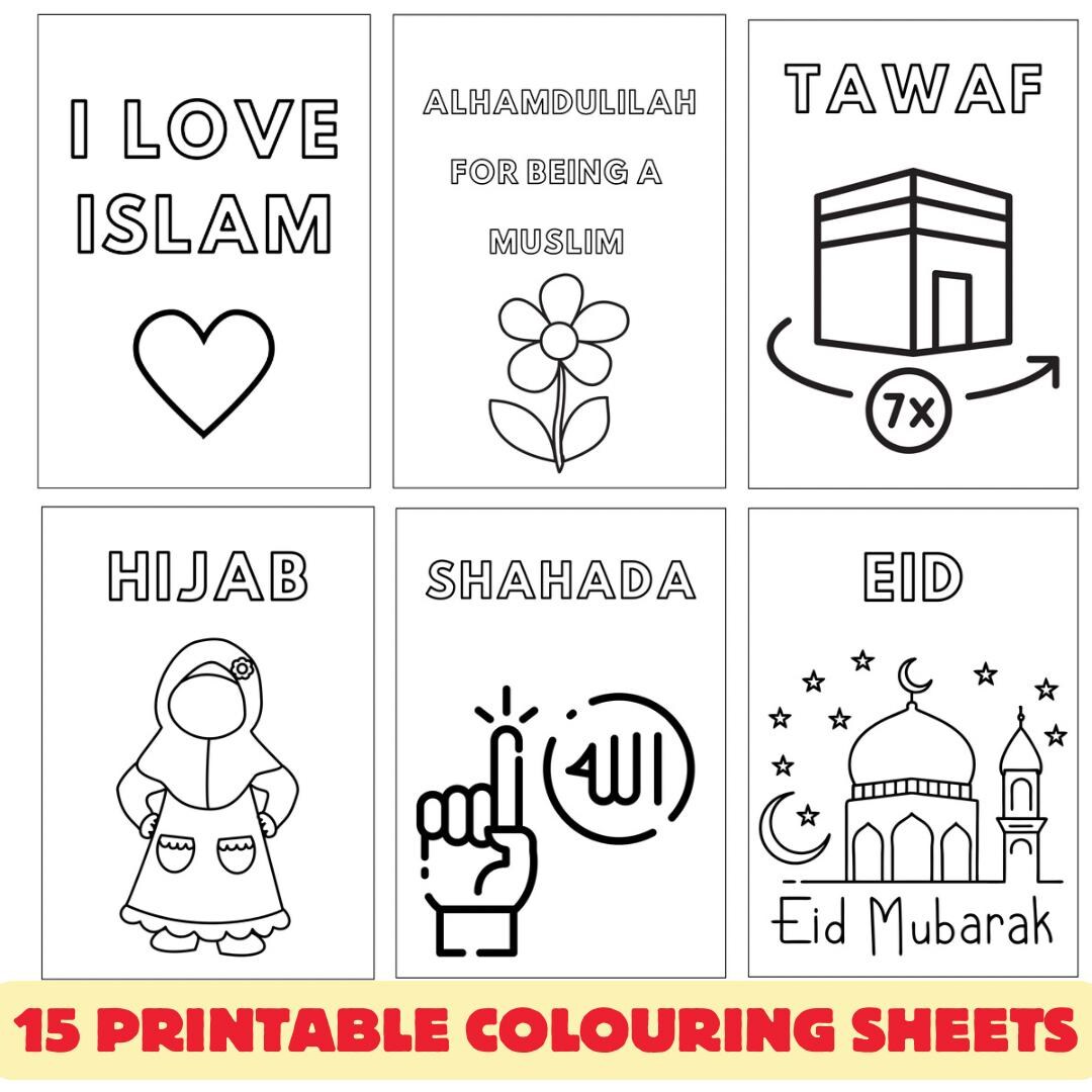 Kids Islamic Colouring Pages, Printable A4, Muslim Kids Worksheets ...