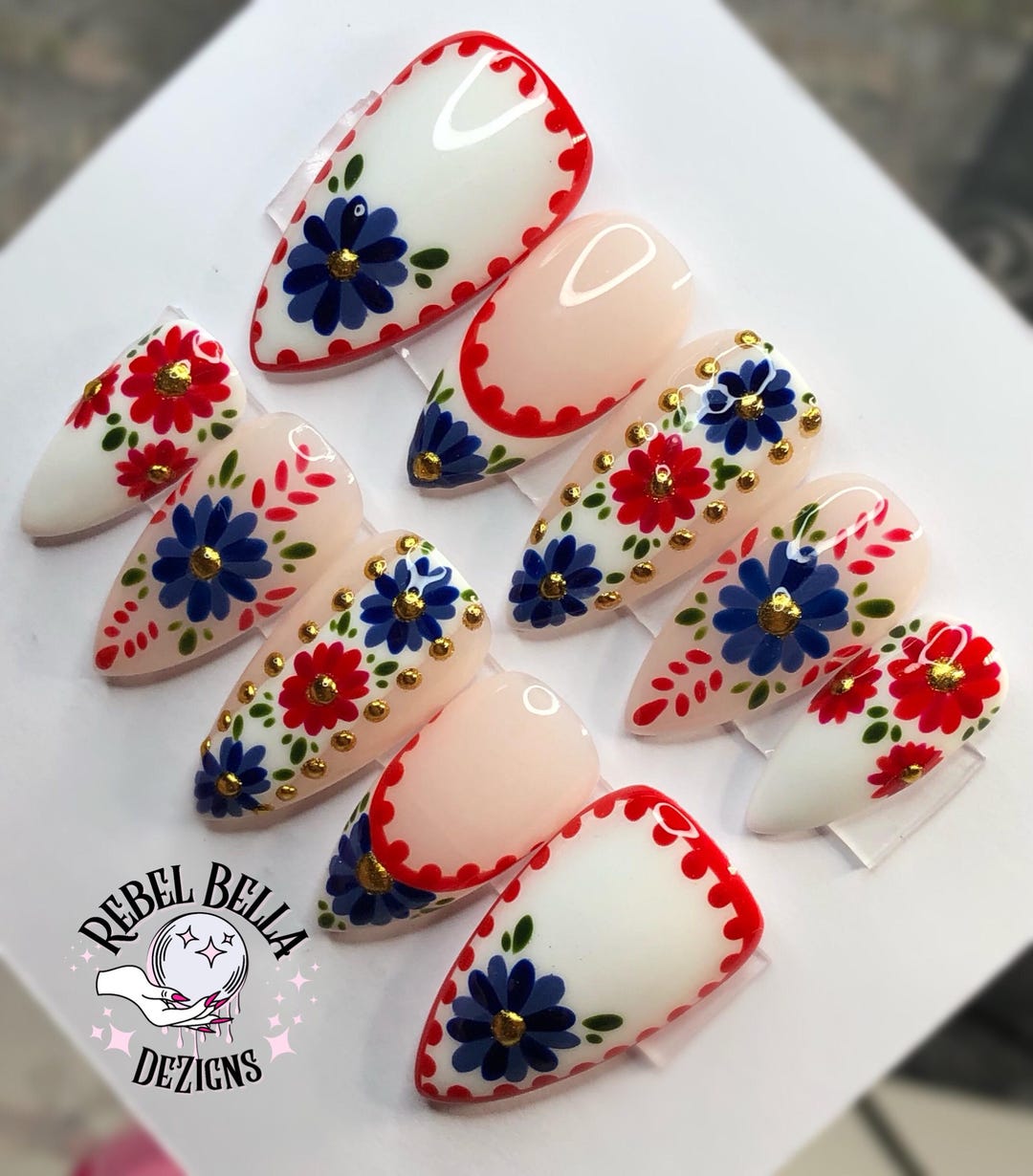 Custom Handpainted Spanish Tile Press on Nails | Spain | Spanish Style ...