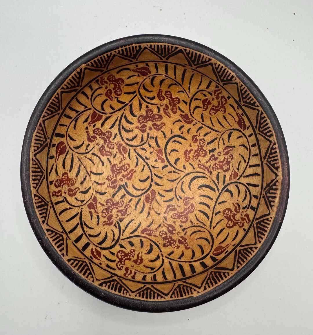 Lok Chan Flowers Floral Motif Batik Wood Decorative Bowl From Bali - Etsy