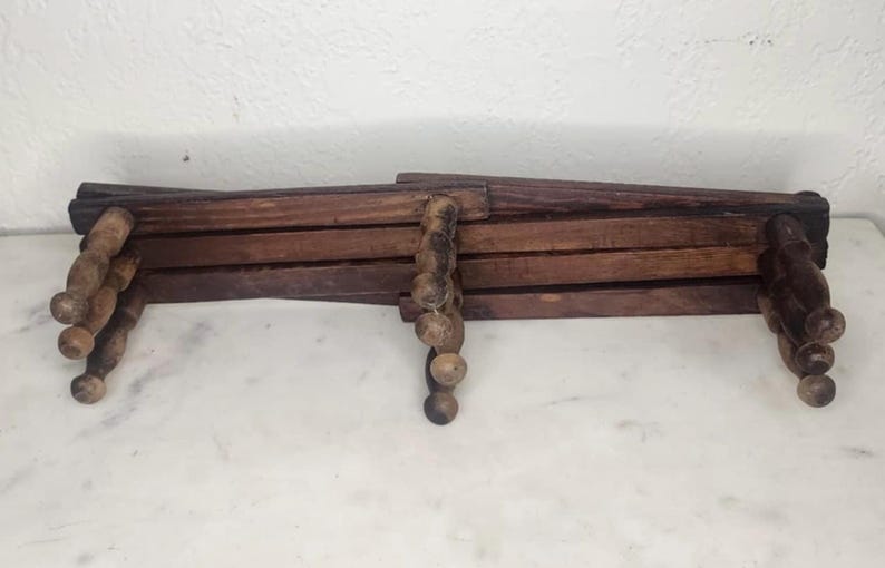 Vintage Wooden Accordion Folding Rich Brown Peg Rack - Etsy