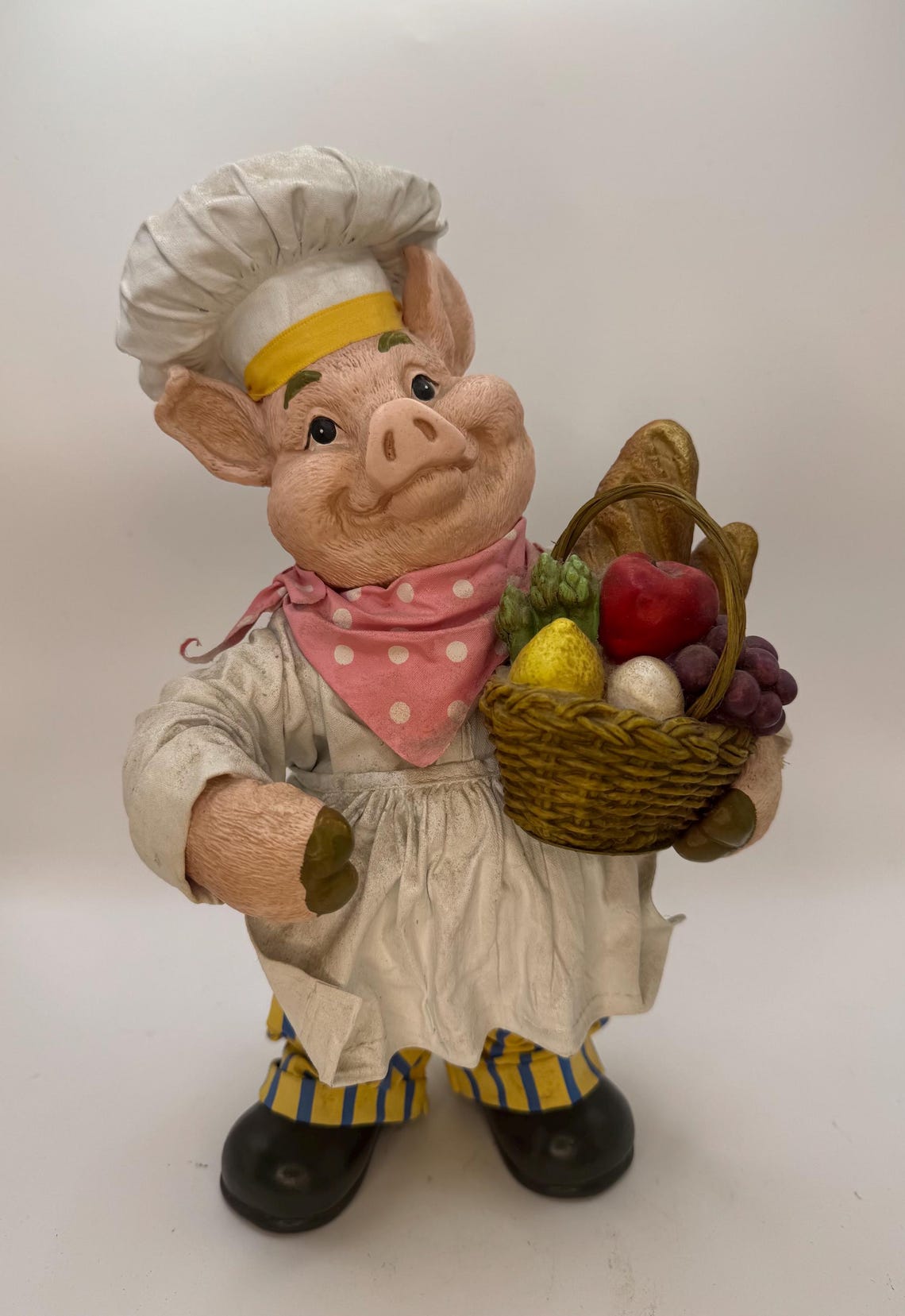 Midwest Importers Fabric Mache Pig Chef Cook Basket Food Kitchen ...