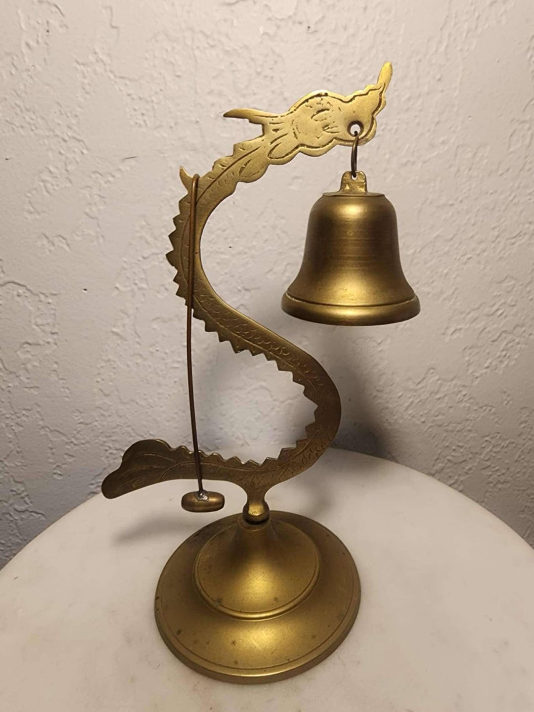Vintage Brass Dragon Dinner Bell With Mallet on Platform Base - Etsy
