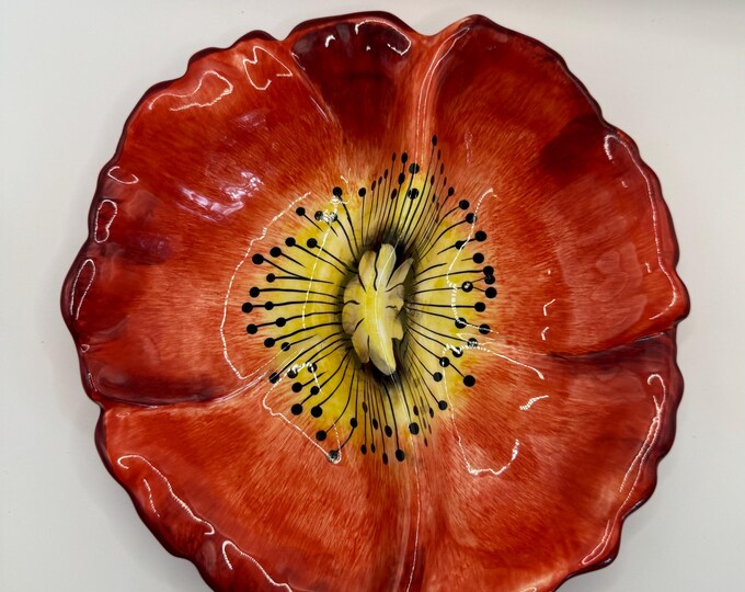 1960’s California Pottery Rare Hand Painted Poppy Divided Condiment ...