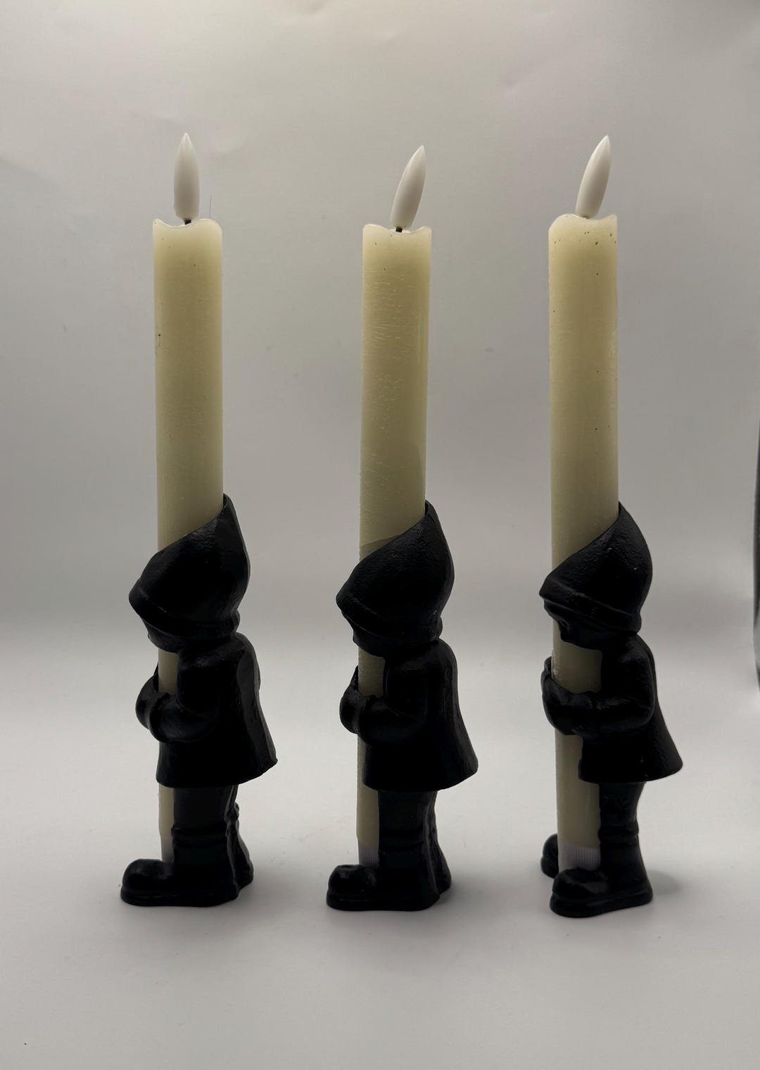 Set of Three Vintage Crate and Barrel 1990s Cast Iron Elf Taper Candle ...