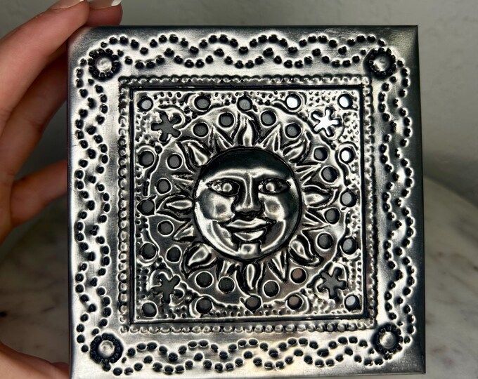 Stamped Tin Sun Trinket Box - Etsy