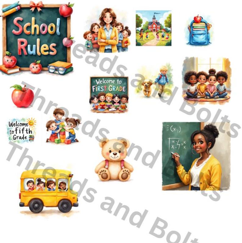 Back to School Clip Art Bundle: PNG Graphics for Crafts & Decor - Etsy