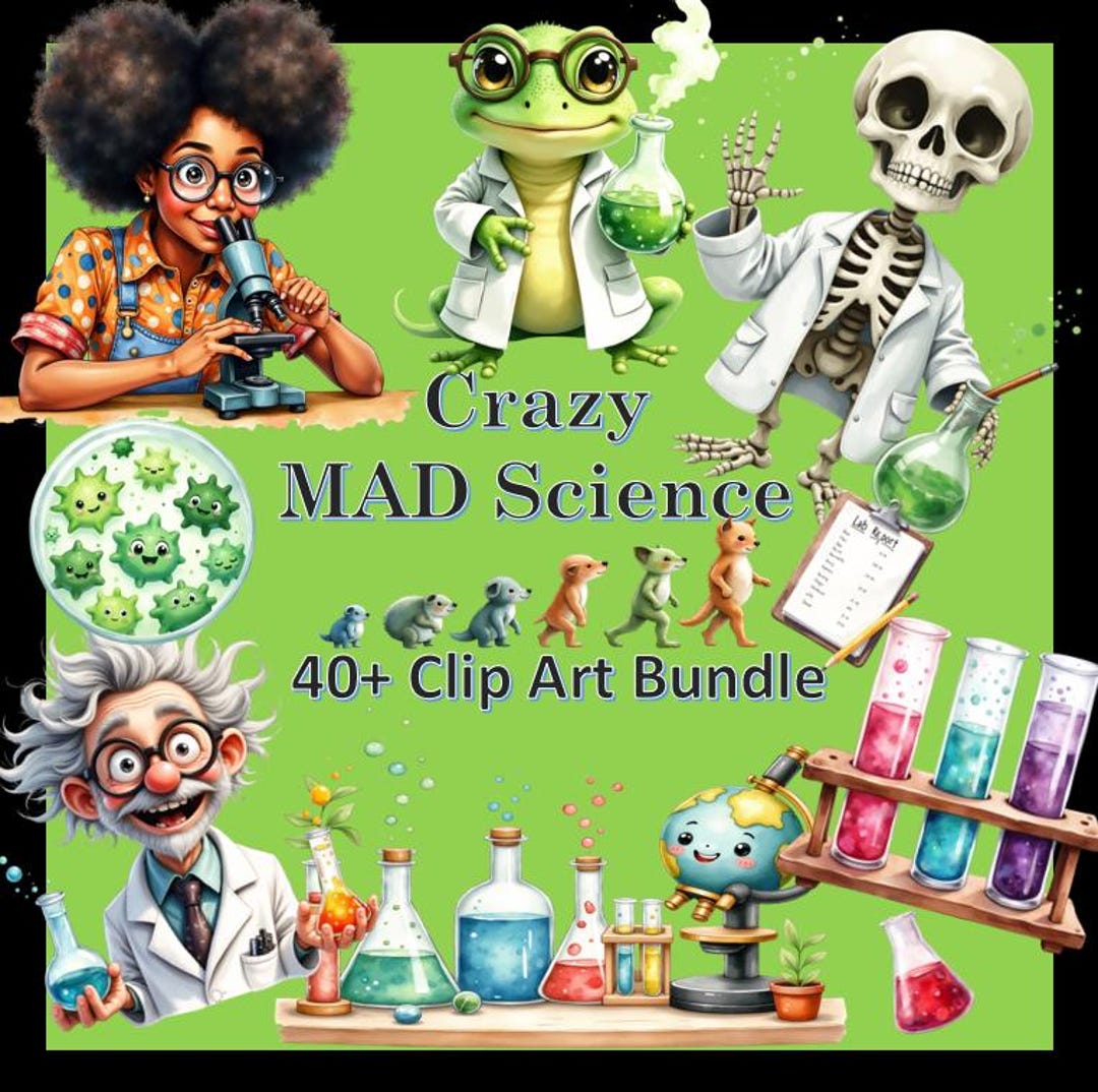 Mad Science Clip Art PNG Bundle: 40+ School Project Graphics - Etsy