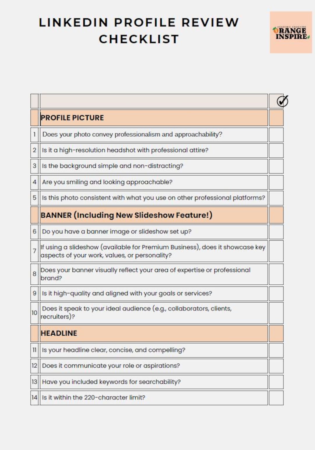 Linkedin Profile Review Checklist | Fillable PDF | Optimize Your ...