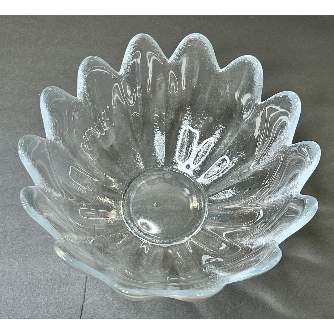 Vintage Large Blenko Clear Glass Bowl ~ 14 Petals Lotus Flower - Etsy