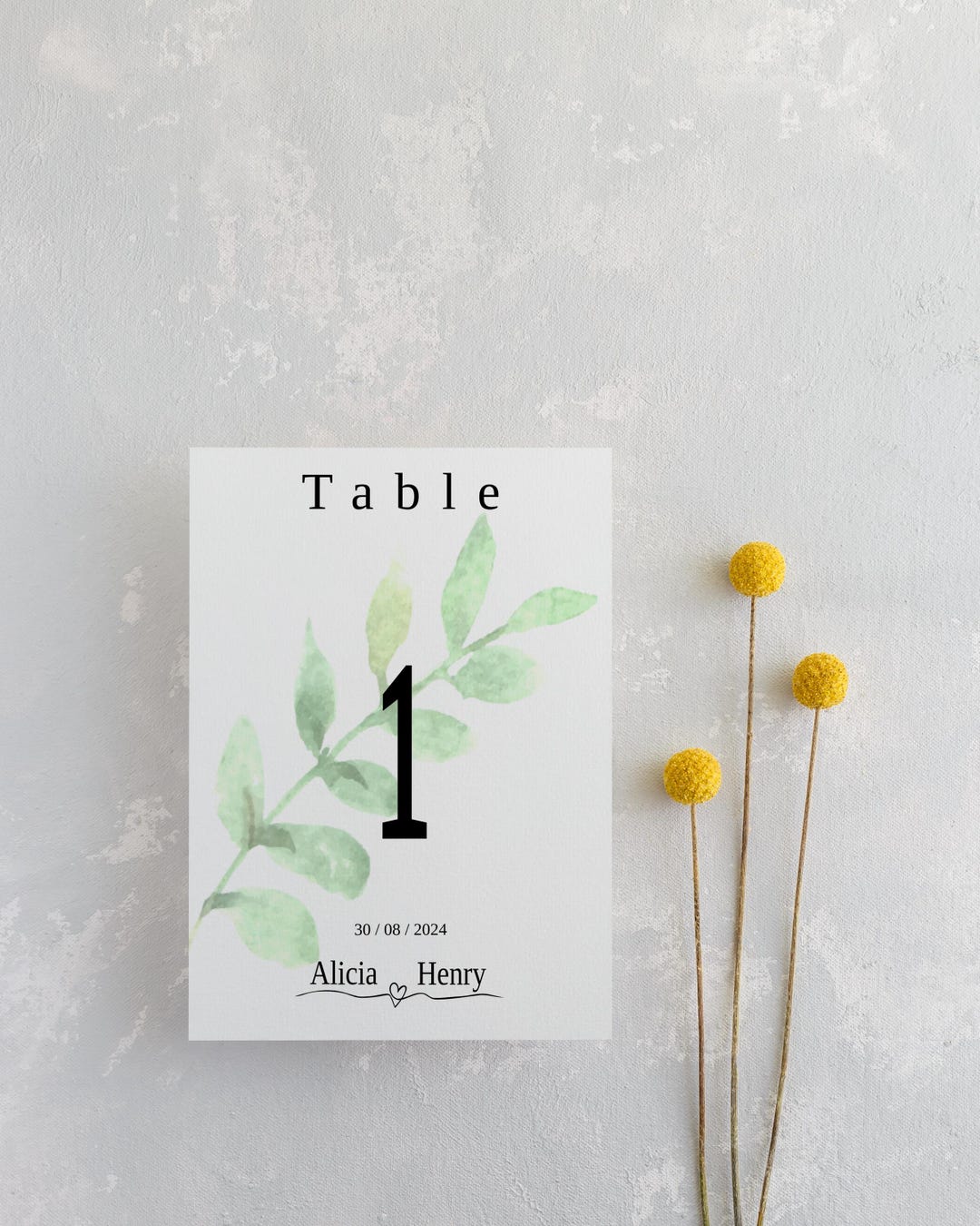 Greenery Table Number Card, Eucalyptus Table Number Template, Digital Download, Green Leaves ...