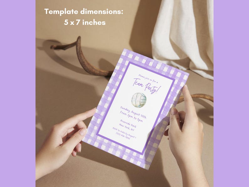 Editable Purple Volleyball Team Party Invite | Lavender Volleyball ...
