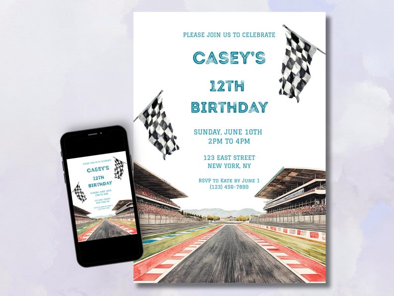 Race Car Birthday Party Invite | Formula 1 Watch Party | F1 Grand Prix ...