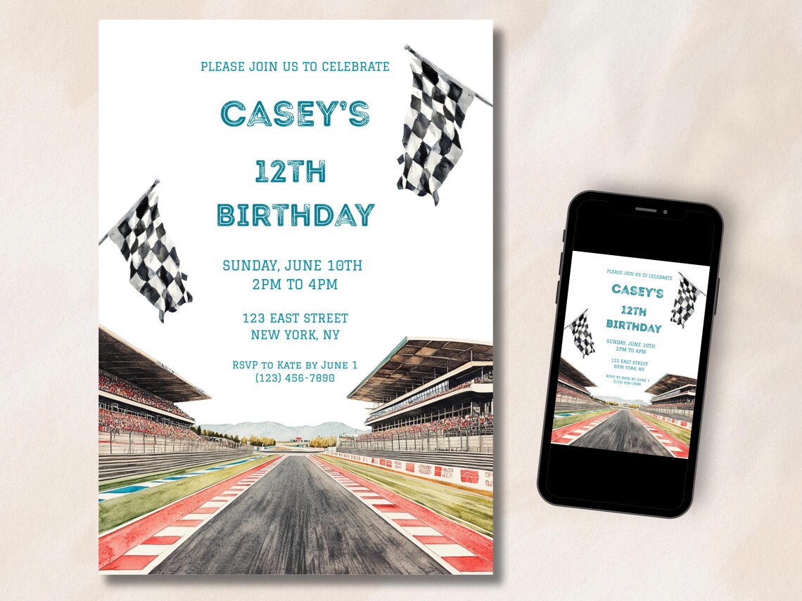 Race Car Birthday Party Invite | Formula 1 Watch Party | F1 Grand Prix ...