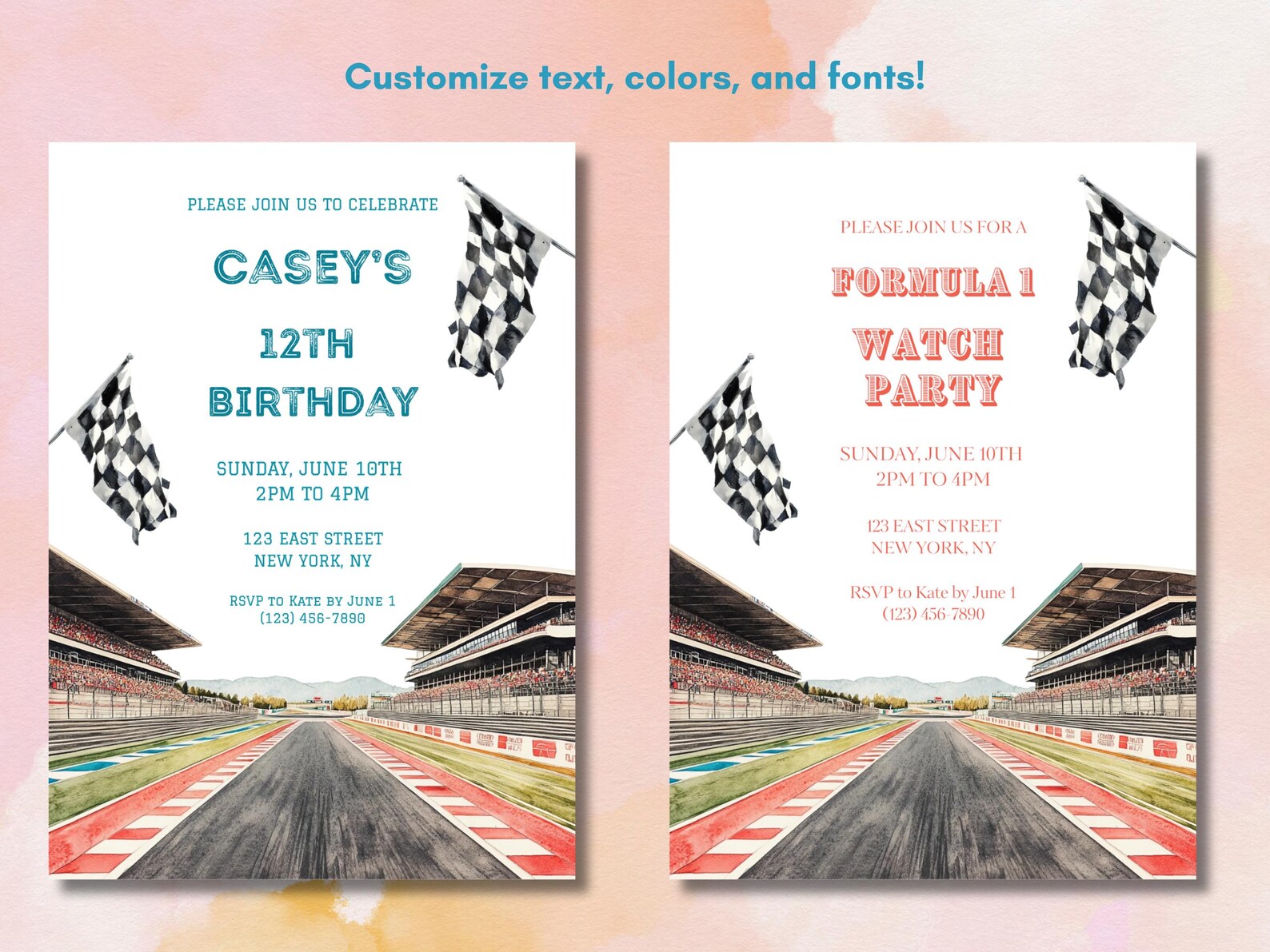 Race Car Birthday Party Invite | Formula 1 Watch Party | F1 Grand Prix ...