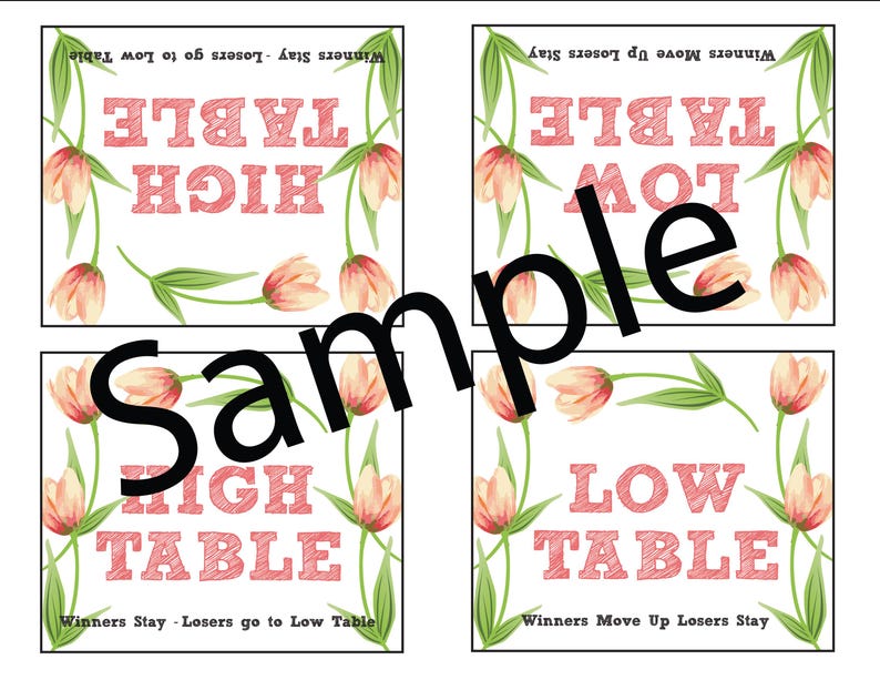 Fun Tulip Bunco Score Cards, Table Tents & Scoring Cheat Sheets ...