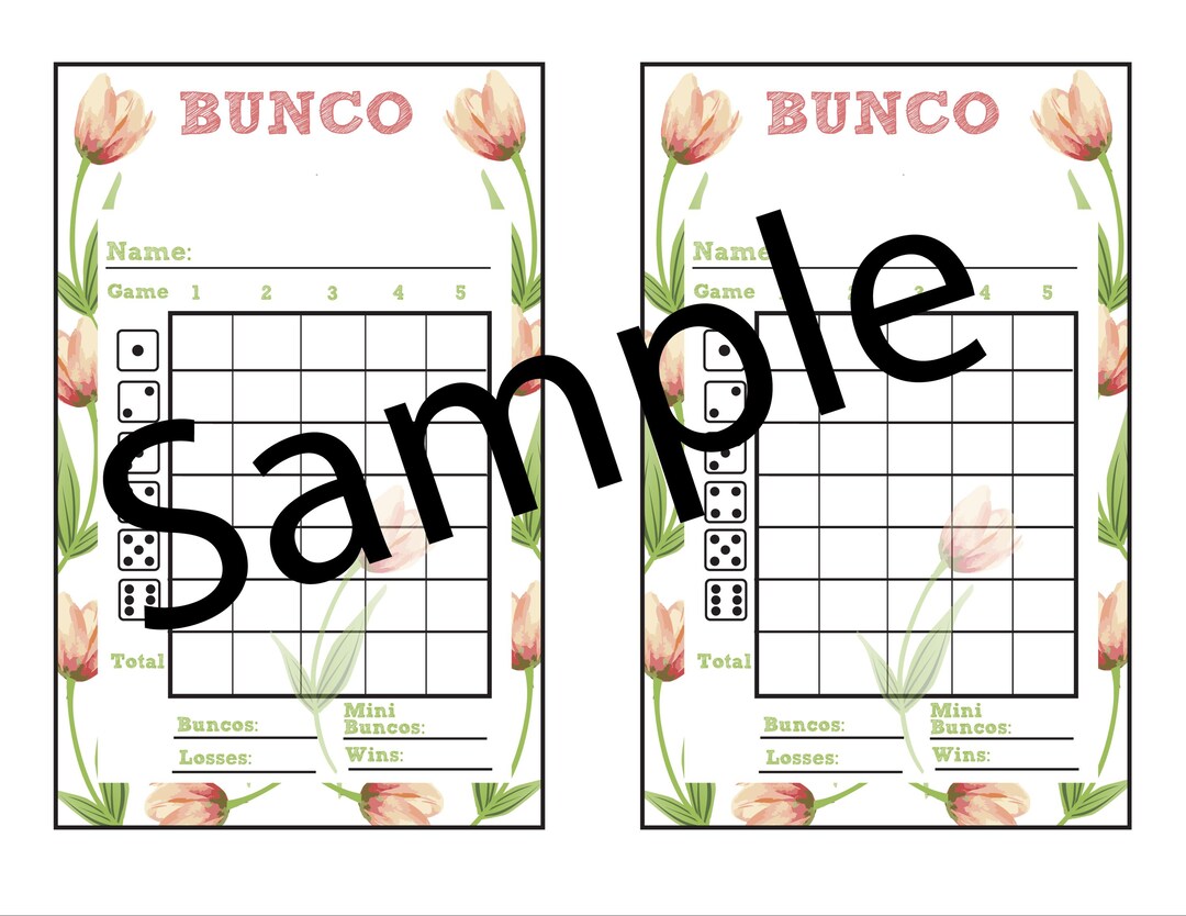 Fun Tulip Bunco Score Cards, Table Tents & Scoring Cheat Sheets ...