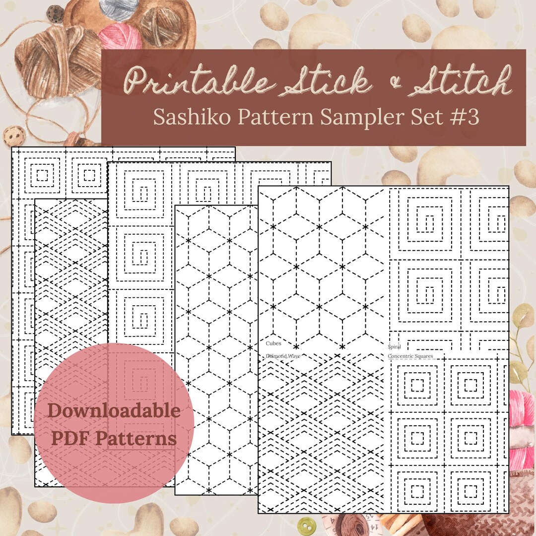 Stick and Stitch Visible Mending Sampler Set #3, Sashiko Embroidery ...