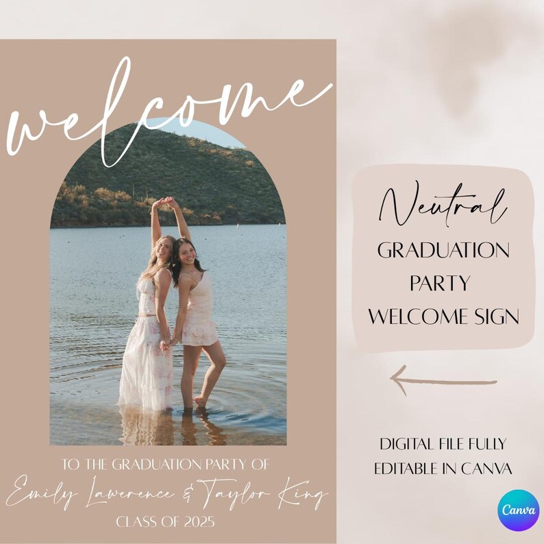 Neutral Boho Graduation Welcome Sign | Digital Download | Aesthetic ...