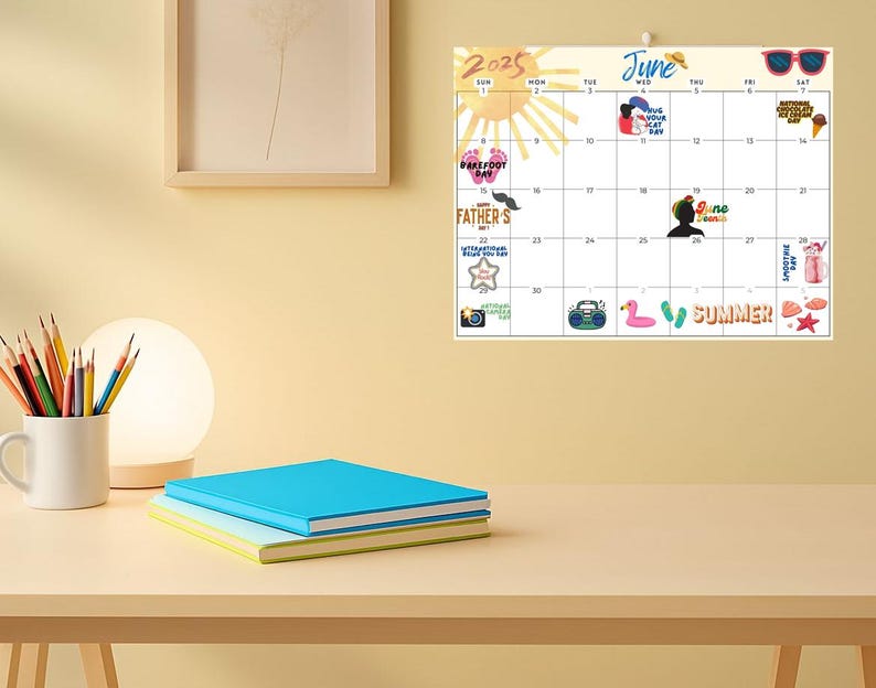 Fun June 2025 Calendar Printable Download - Editable Canva Template ...