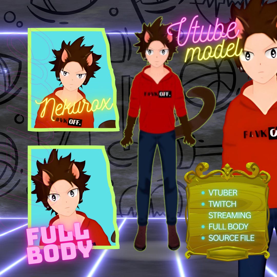 Vtuber Male Model Live2d, Fullbody Vtuber, Ready to Use, Premade Male ...