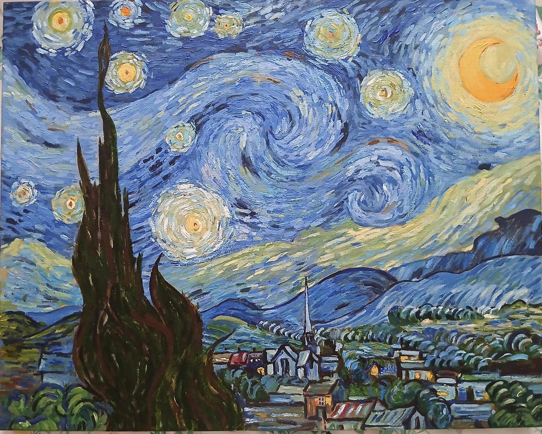 Van Gogh "the Starry Night" Replica Hand Painted Acrylic on Canvas 16 ...