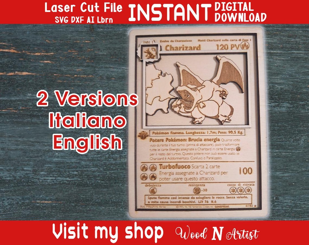 Charizard 3D Pokémon Card – Laser Engraving File | SVG Dxf Ai Lightburn ...