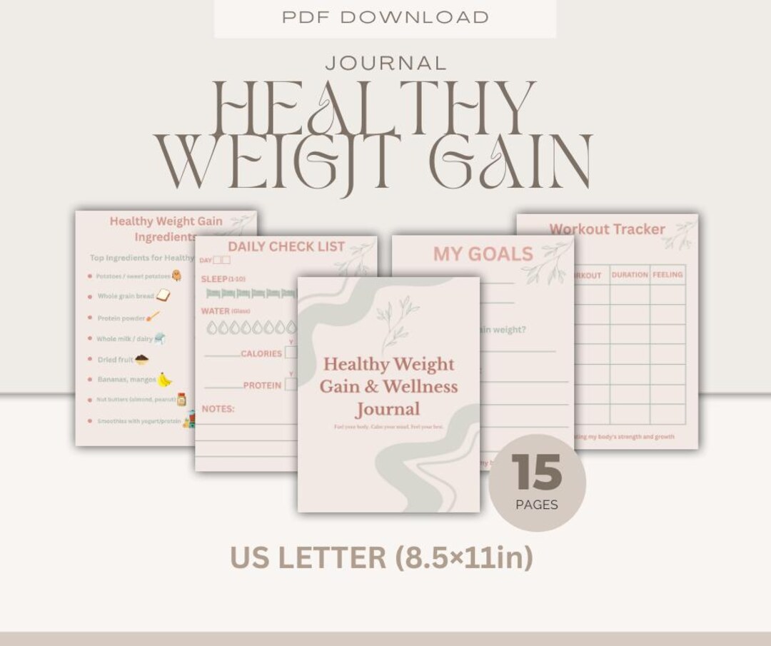 Healthy Weight Gain Planner: Wellness Journal & Meal Tracker (PDF ...